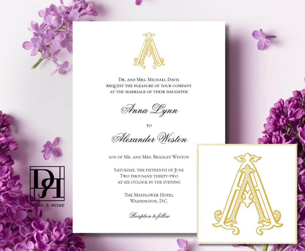 AA Monogram, Crest or Logo - Digby & Rose | Digby & Rose Invitations DC